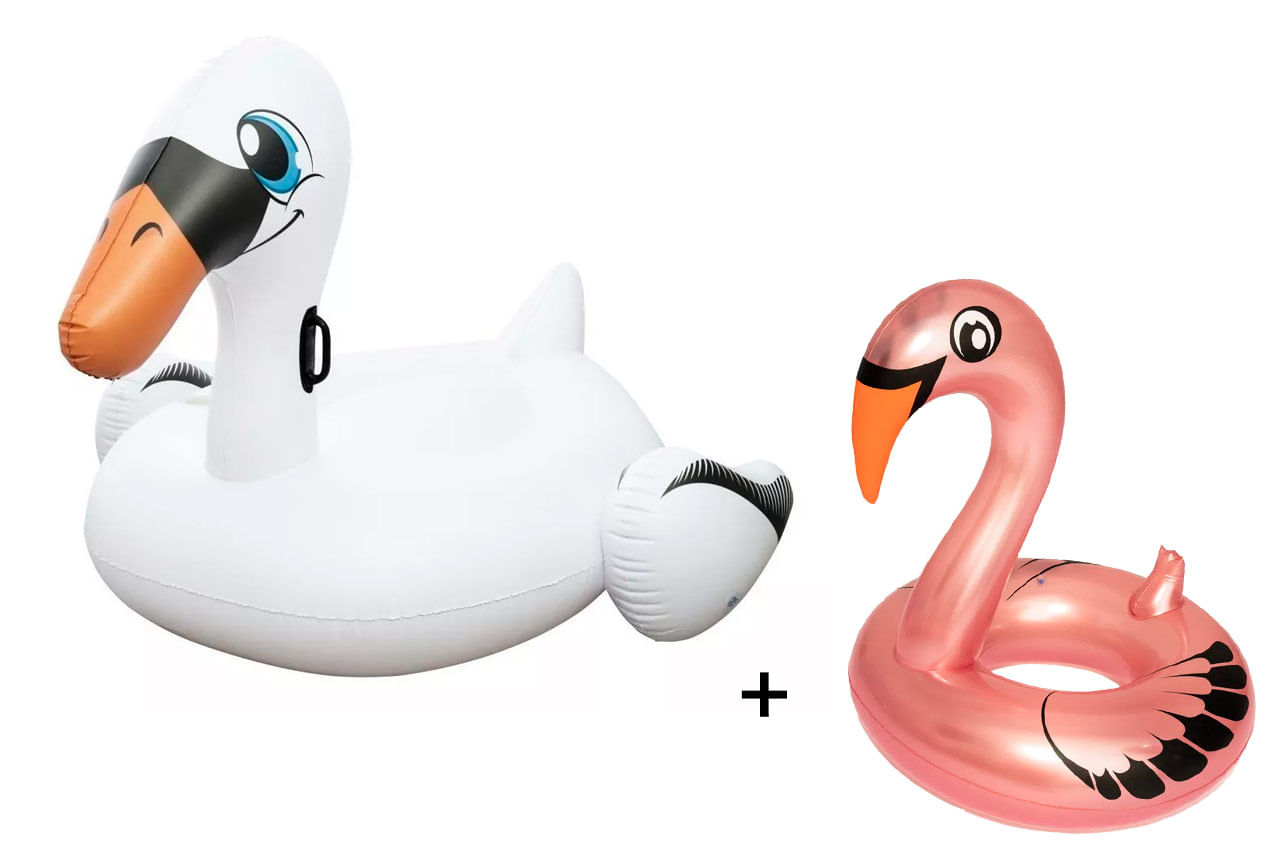 Combo Salvavida Inflable Bestway Cisne Blanco Grande 5482 + Cisne 5892