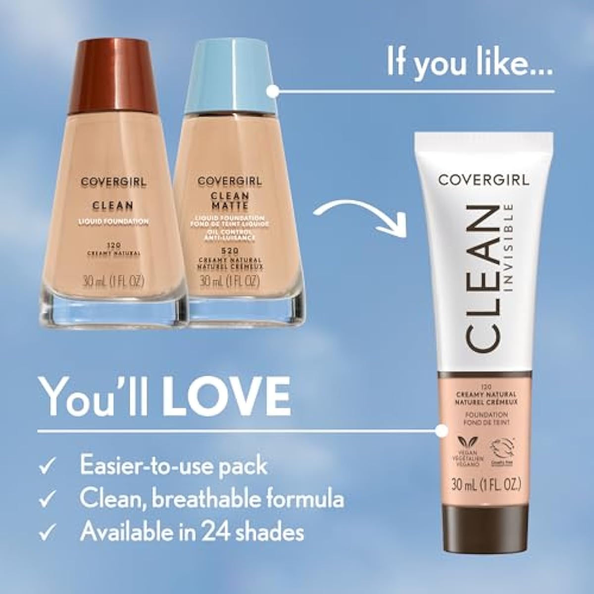 COVERGIRL Base líquida Clean Matte Deep Golden 570, paquete de 1 unidad