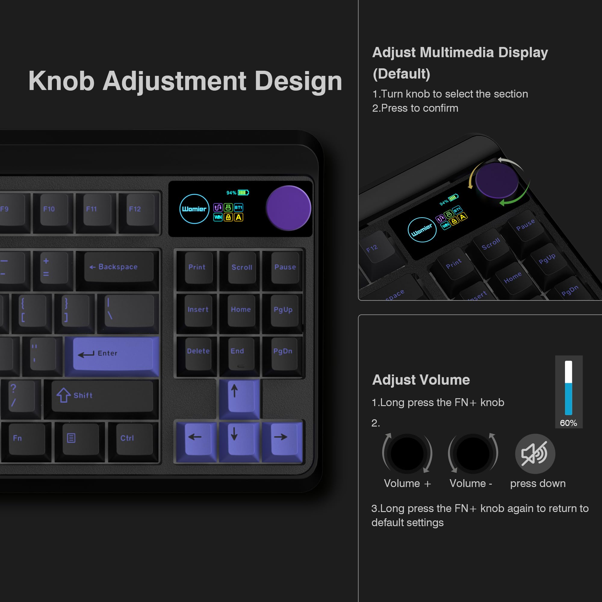 COSTOM Teclado XVX al 75% con pantalla OLED a color y teclado mecánico ...