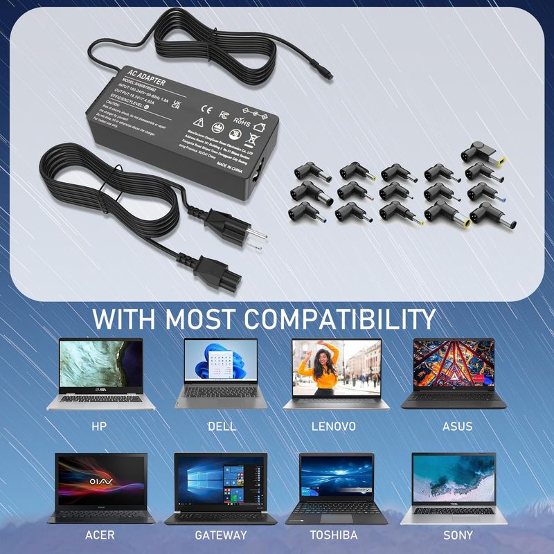 informática notebooks adaptador de ca universal de 90 w para laptop hp dell acer asus lenovo ...