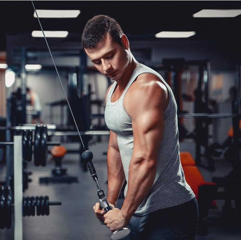 Yes4All Tricep Press Down Cable Machine Attachment Set, LAT Pulldown ...