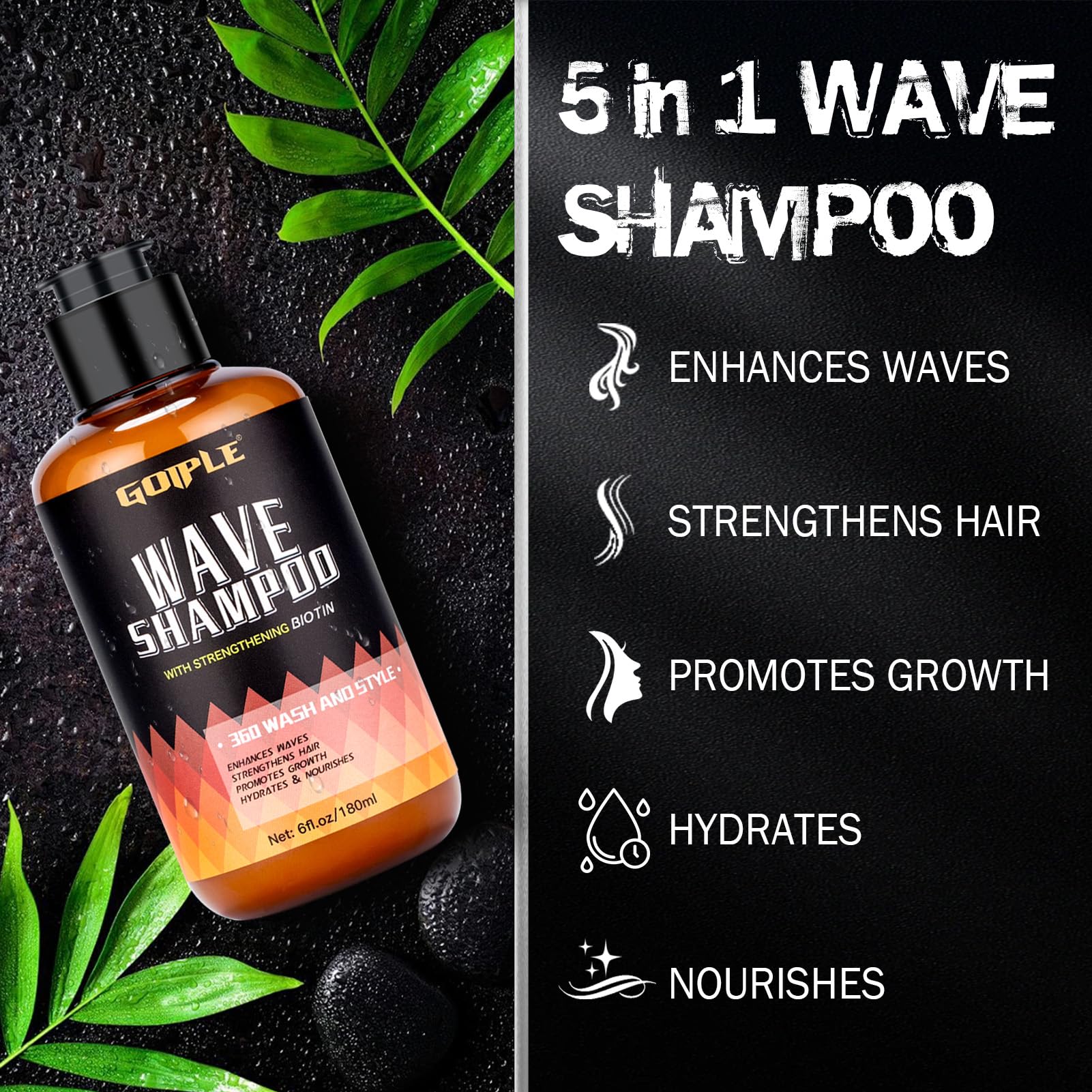 Goiple Waves Pomade-360 Waves Wash Shampoo - Champú Wave para hombres ...
